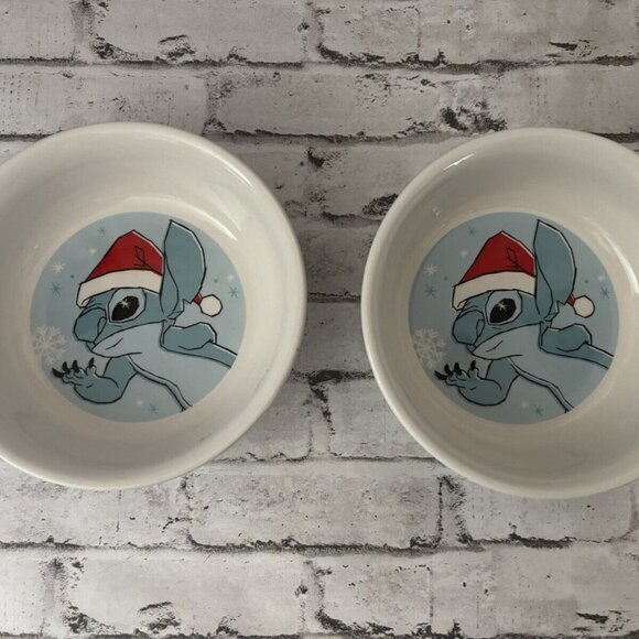 Disney | Dining | Disney Stitch Zrike Brands Ceramic Set Of 2 Christmas ...
